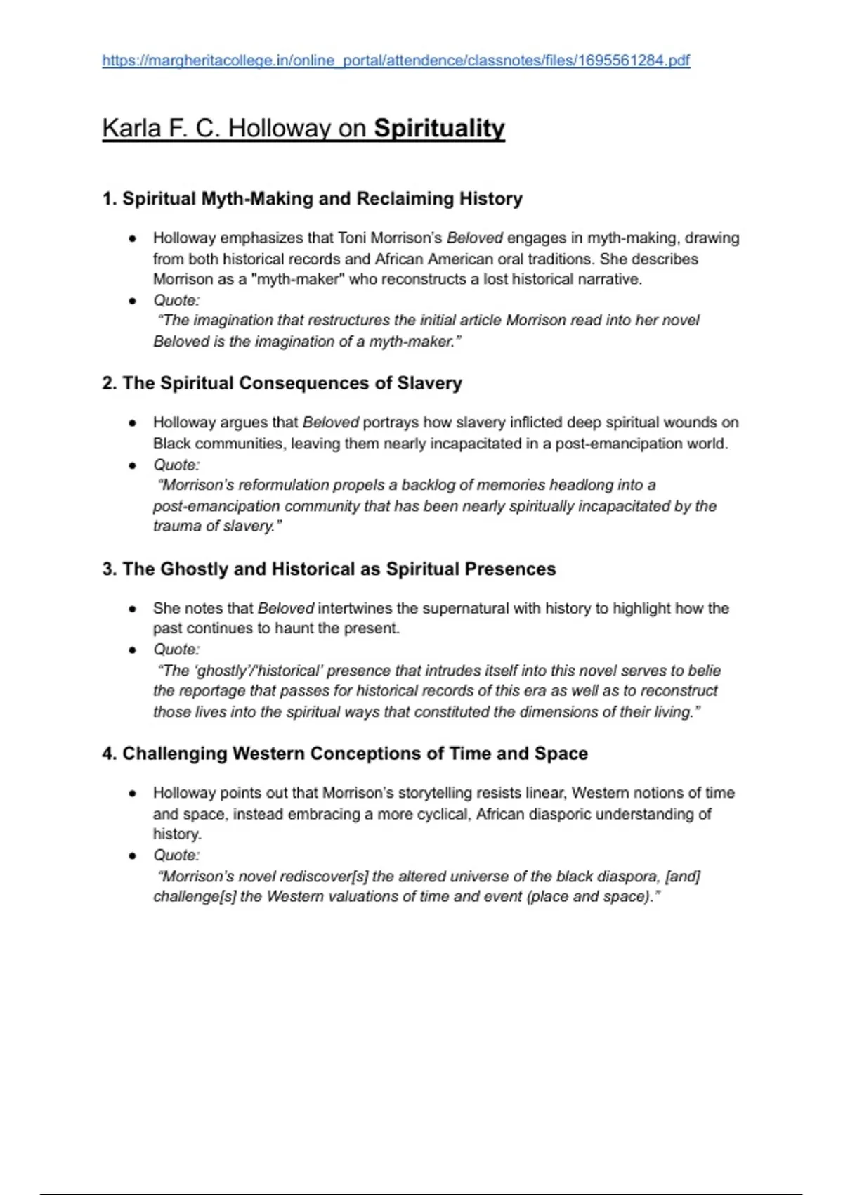 Summary Critical interpretations - Beloved by Toni Morrison - English ...
