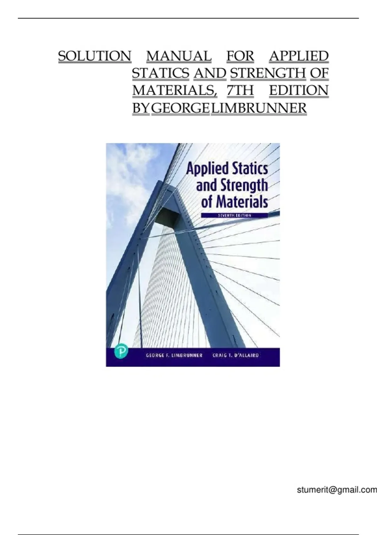 Solution Manual for Applied Statics and Strength of Materials, 7th ...