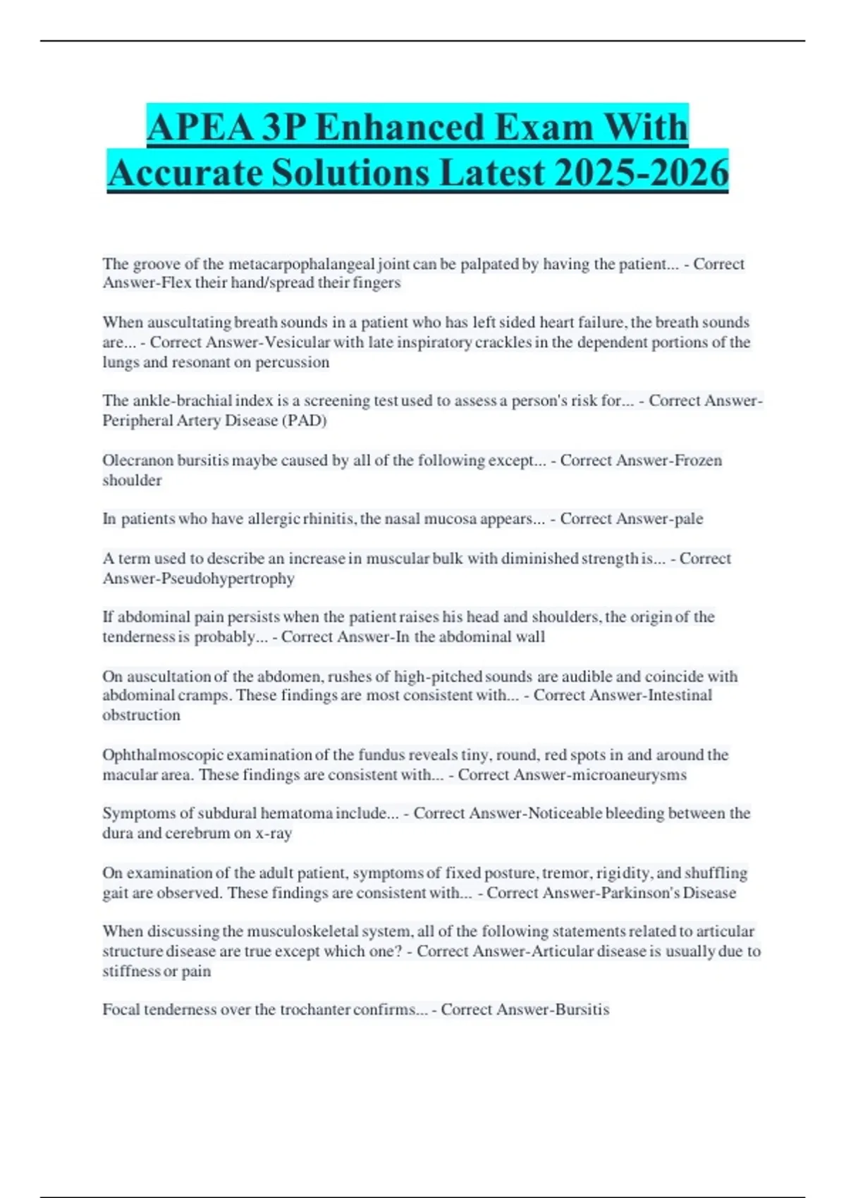 APEA 3P Enhanced Exam 2025–2026 – Accurate Solutions - APEA 3P Enhanced ...