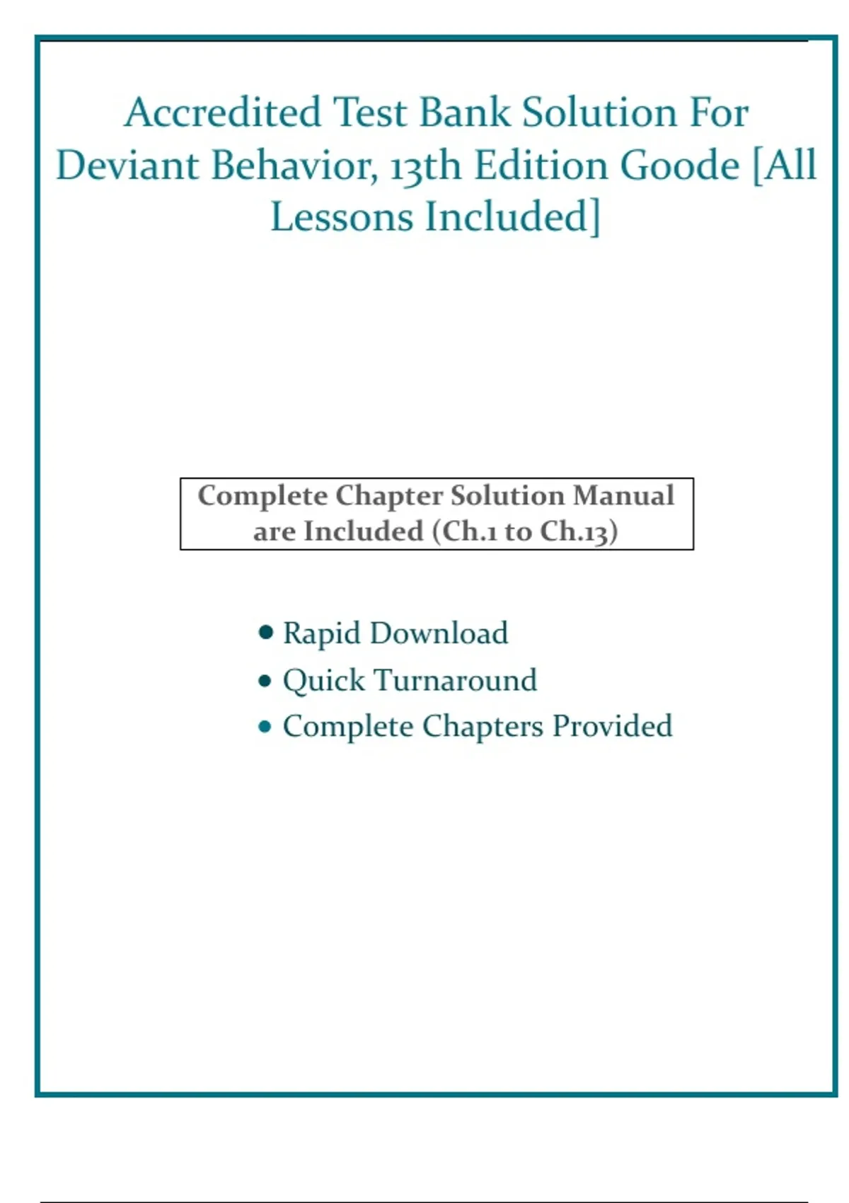 Deviant Behavior, 13th Edition – Erich Goode – Accredited Test Bank ...