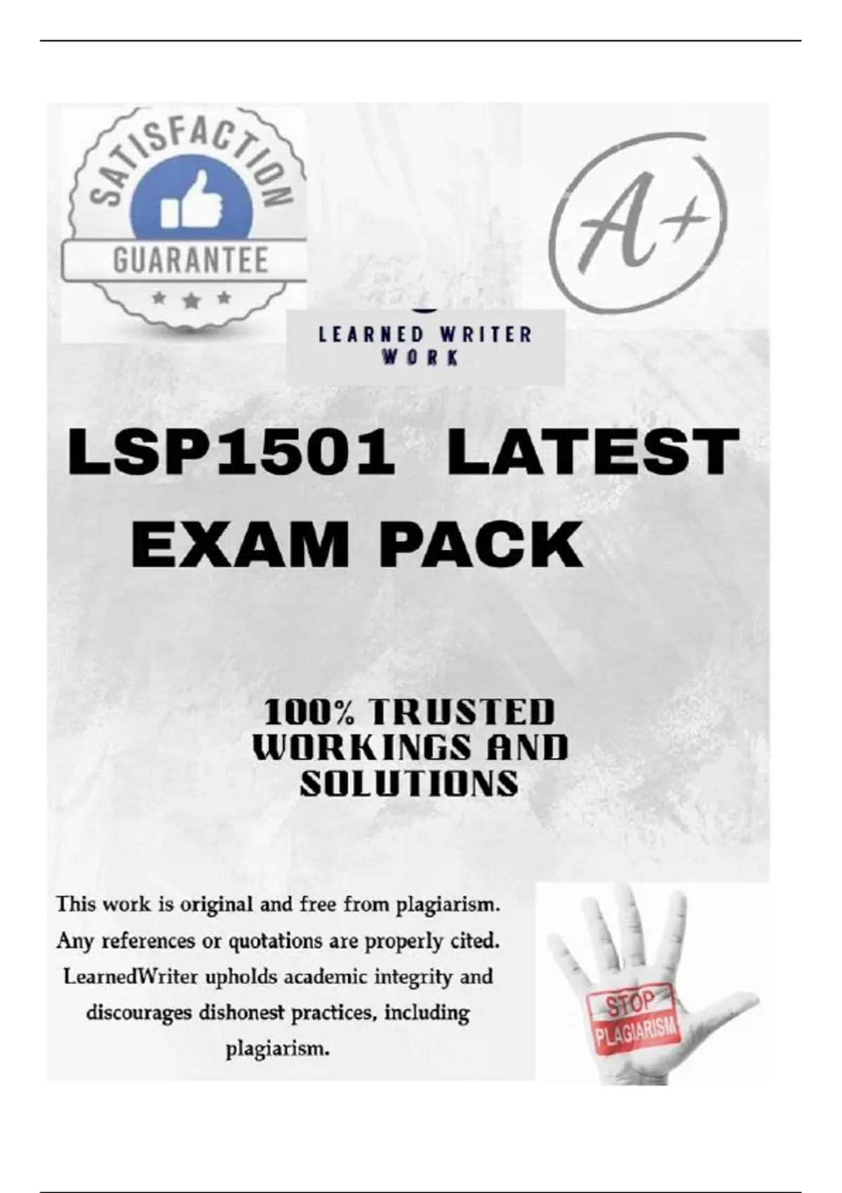 LSP1501 LATEST EXAM PACK [DETAILED QUESTIONS AND ANSWERS] AND STUDY ...