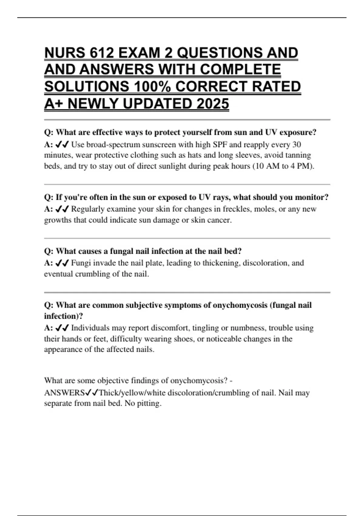 NURS 612 EXAM 2 QUESTIONS AND AND ANSWERS WITH COMPLETE SOLUTIONS 100% ...