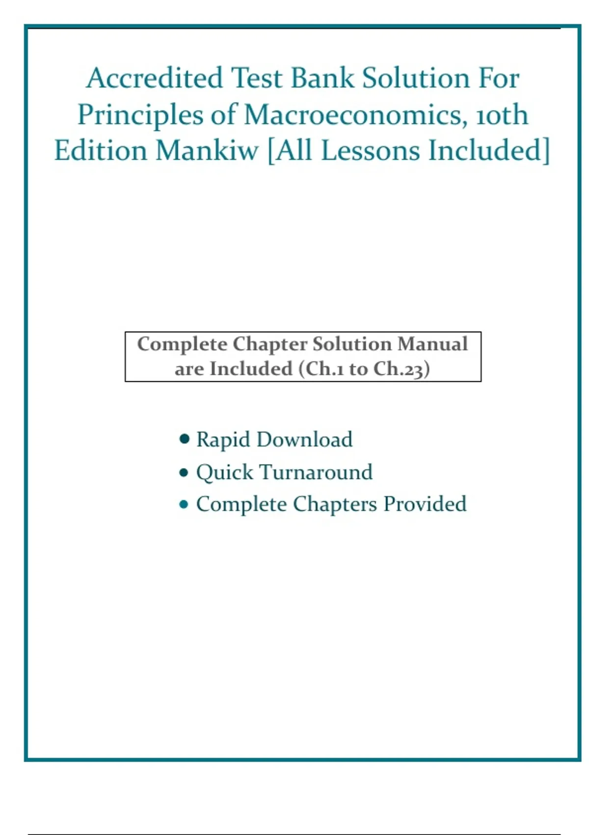 Principles of Macroeconomics, 10th Edition by Mankiw | Accredited Test ...