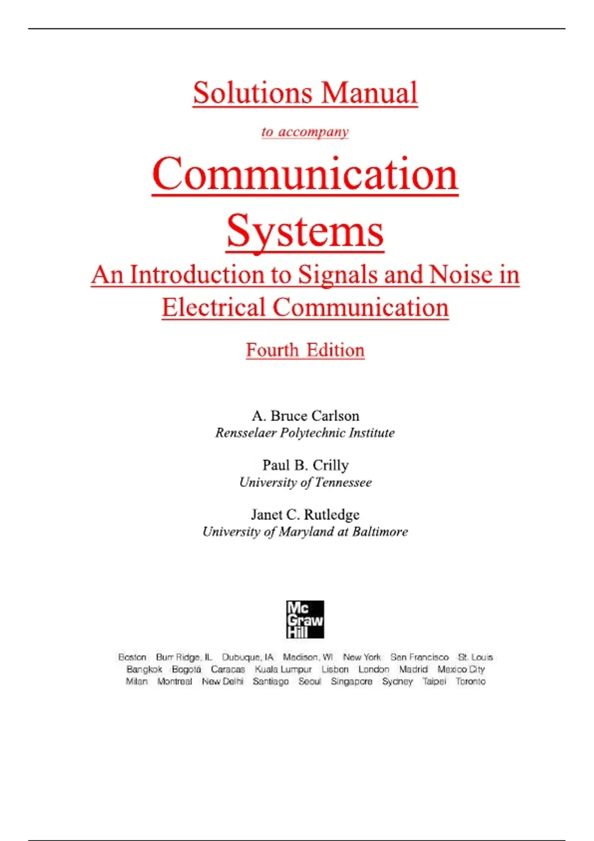 Solution Manual For Communication Systems An Introduction To Signals ...