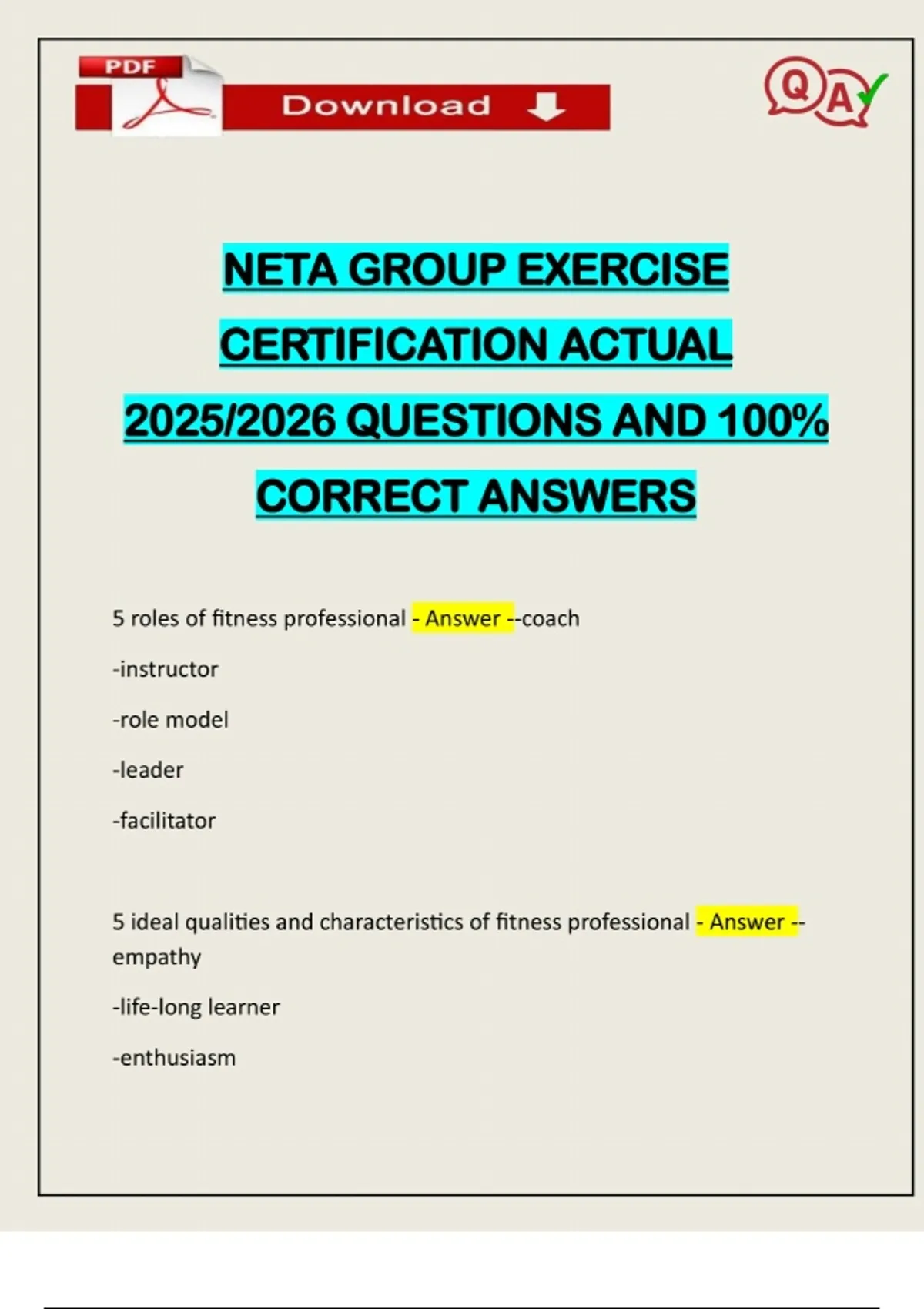 PACKAGE DEAL::: NETA EXAMS LEVEL I, II, III, PERSONAL TRAINER ACTUAL ...