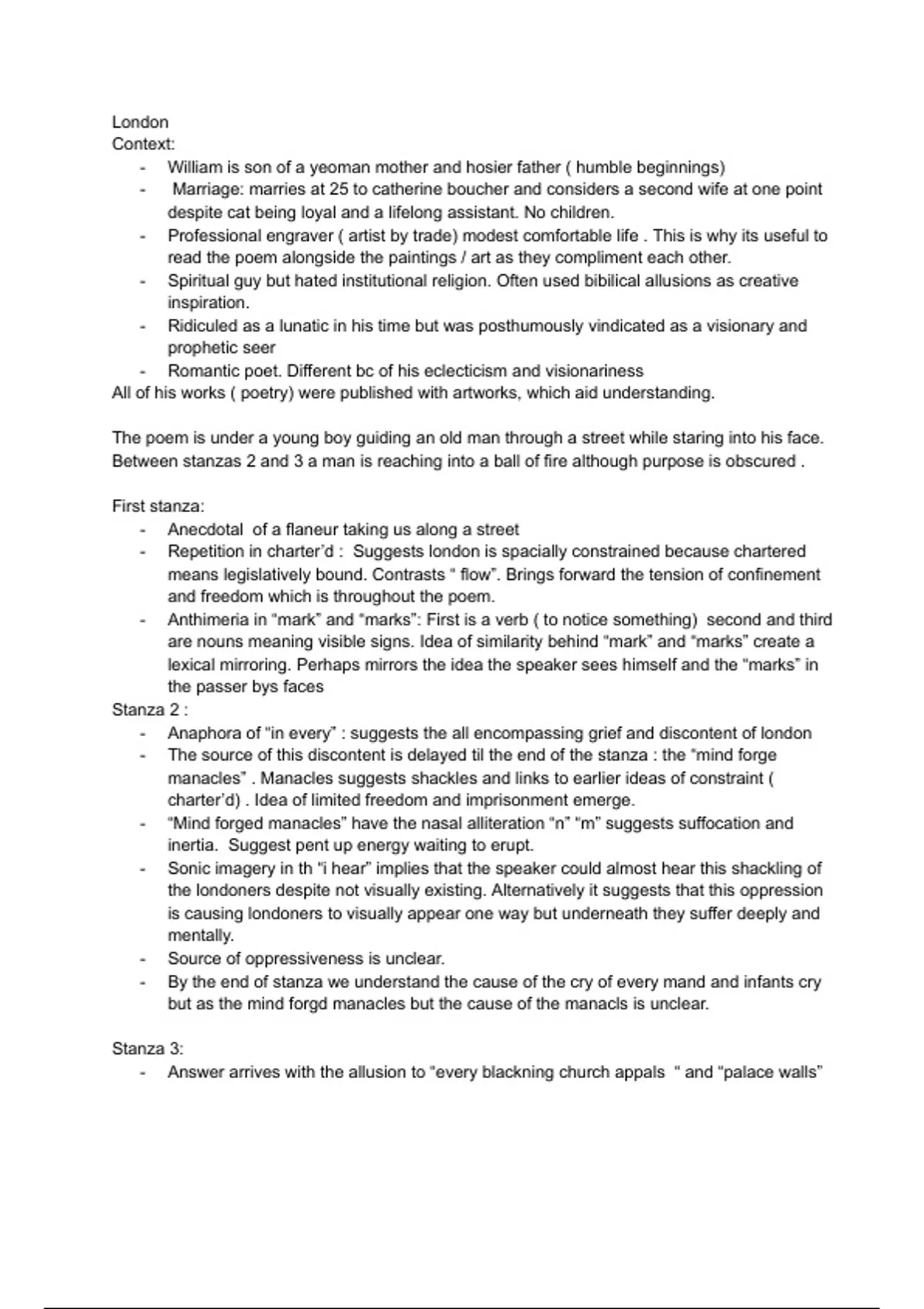 GCSE AQA Power & Conflict London Analysis Grade 9 - English Literature ...