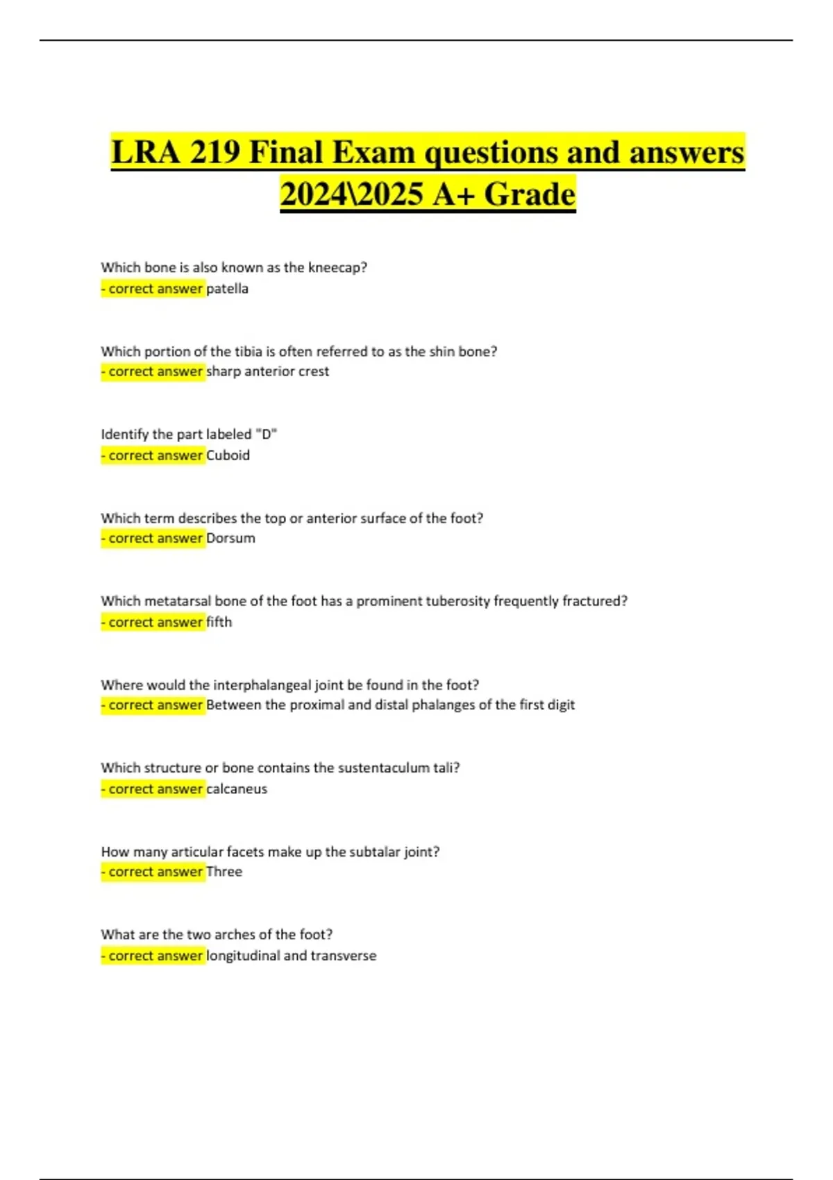 LRA 219 Final Exam – Latest 2024/2025 Update with Actual Exam Questions ...