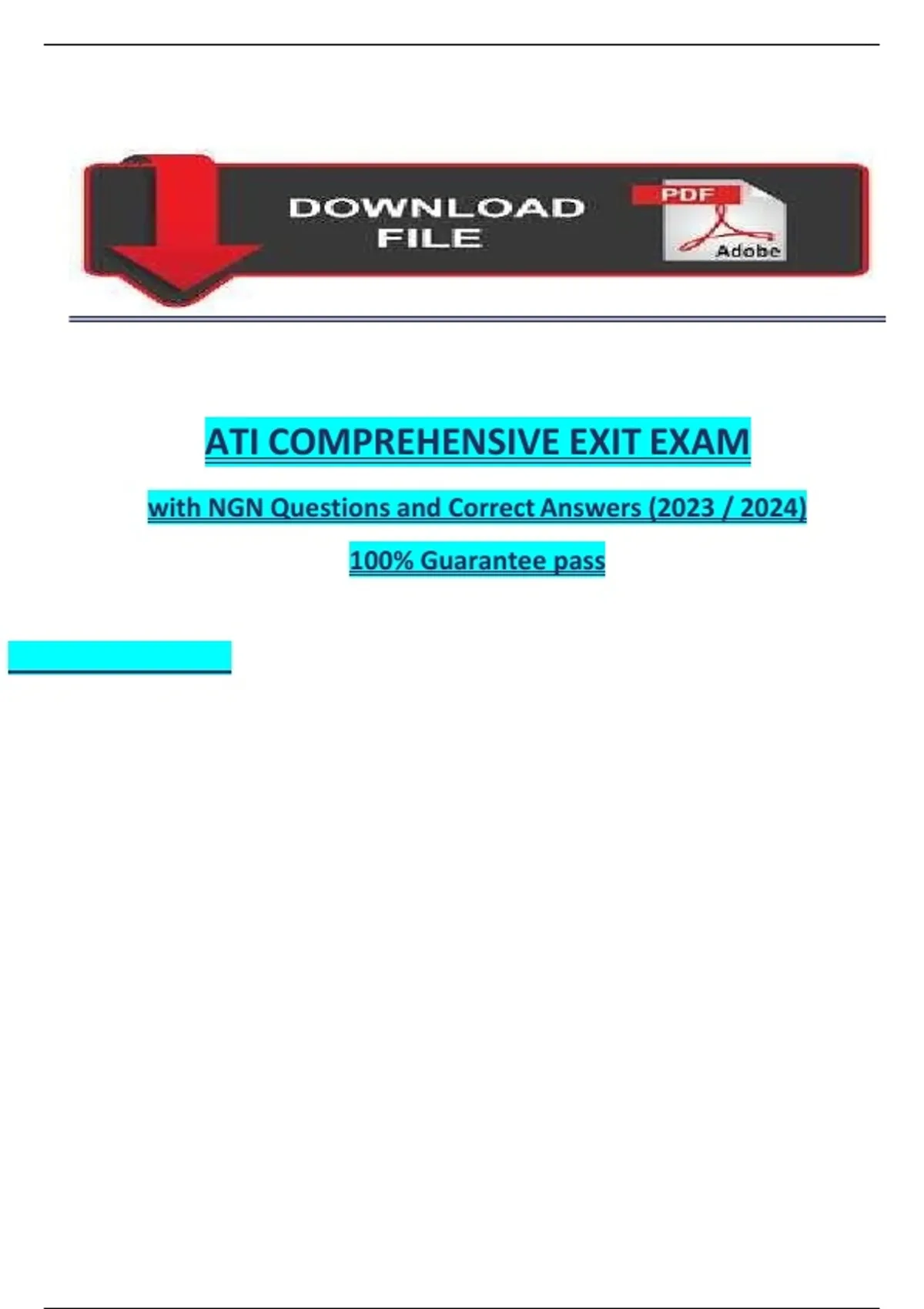 ATI Comprehensive Exit Exam 2023–2024 | NGN Questions with Correct Verified Answers | 100% Pass ...