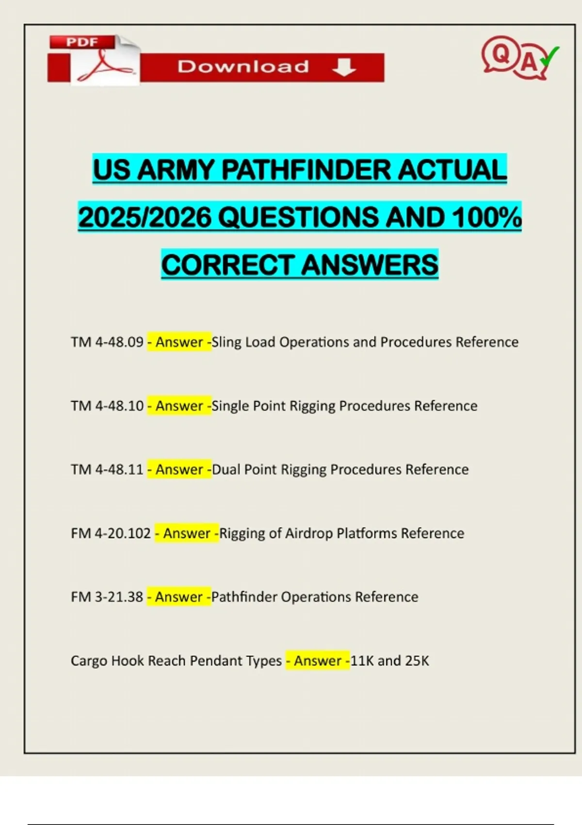US ARMY PATHFINDER ACTUAL 2025/2026 QUESTIONS AND 100% CORRECT ANSWERS ...