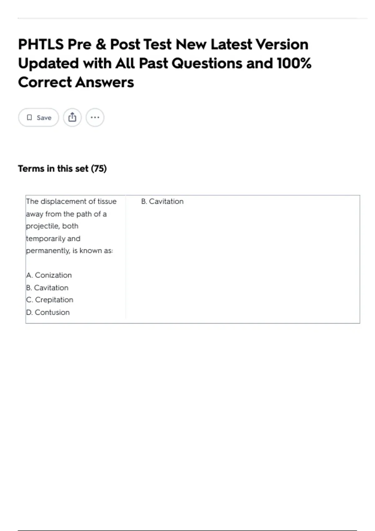 PHTLS Pre & Post Test New Latest Version Updated with All Past ...