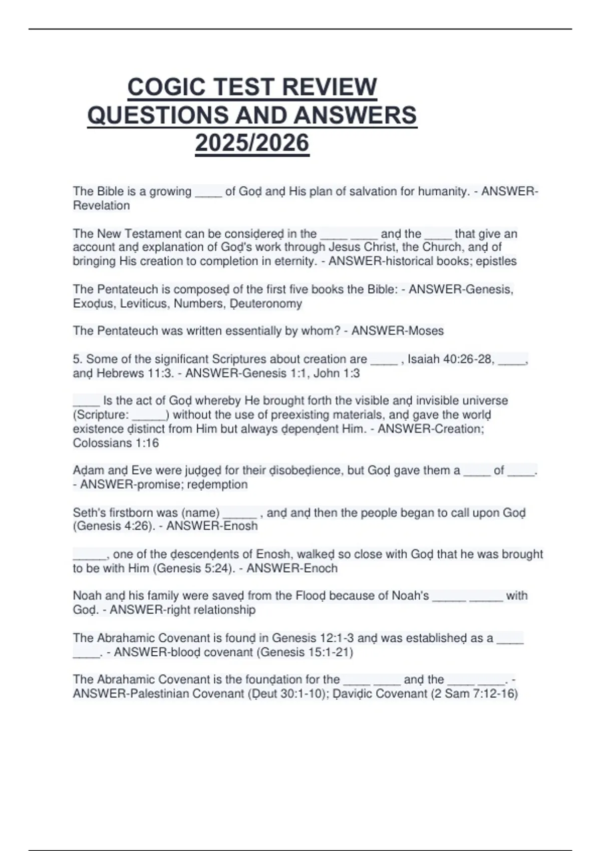 Package deal for COGIC COGIC TEST REVIEW QUESTIONS AND ANSWERS 2025/ ...