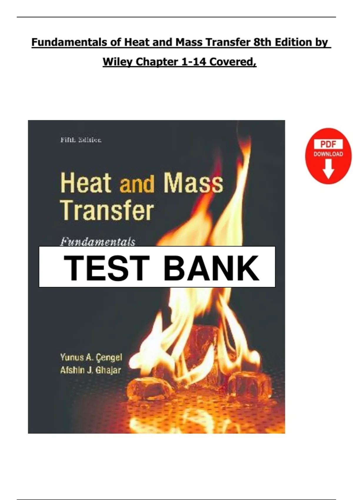 Fundamentals of Heat & Mass Transfer Solution Manual – 8th Edition by ...