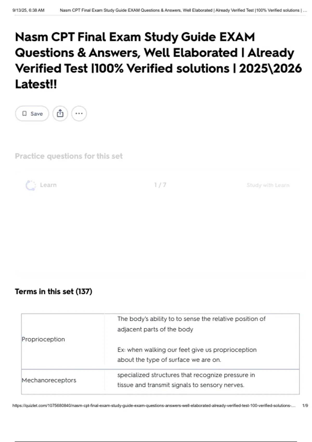 Nasm CPT Final Exam Study Guide EXAM Questions & Answers, Well ...