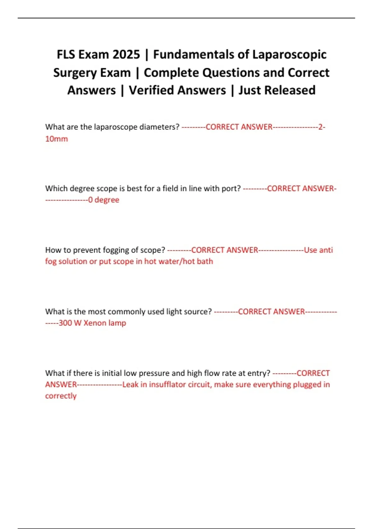 FLS Exam 2025 | Fundamentals of Laparoscopic Surgery Exam | Complete ...