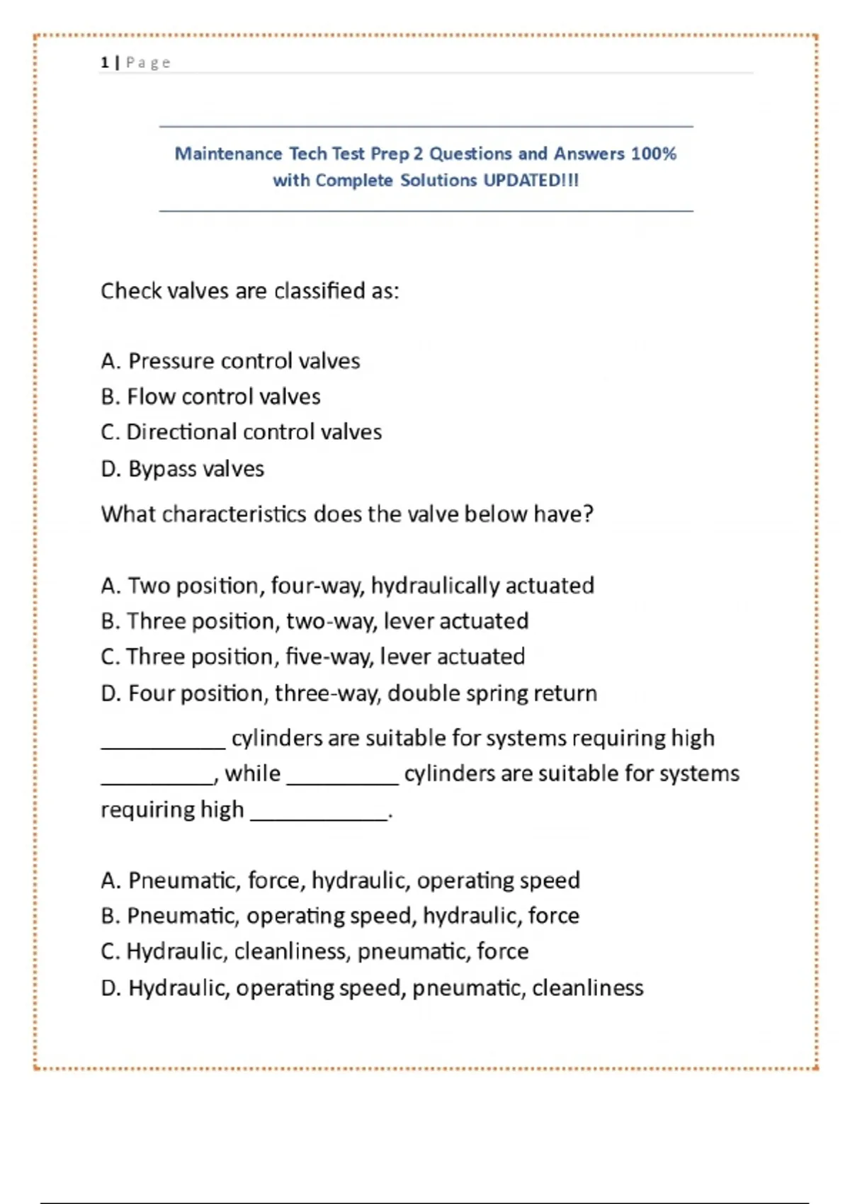 Maintenance Tech Test Prep 2 Questions and Answers 100% with Complete ...