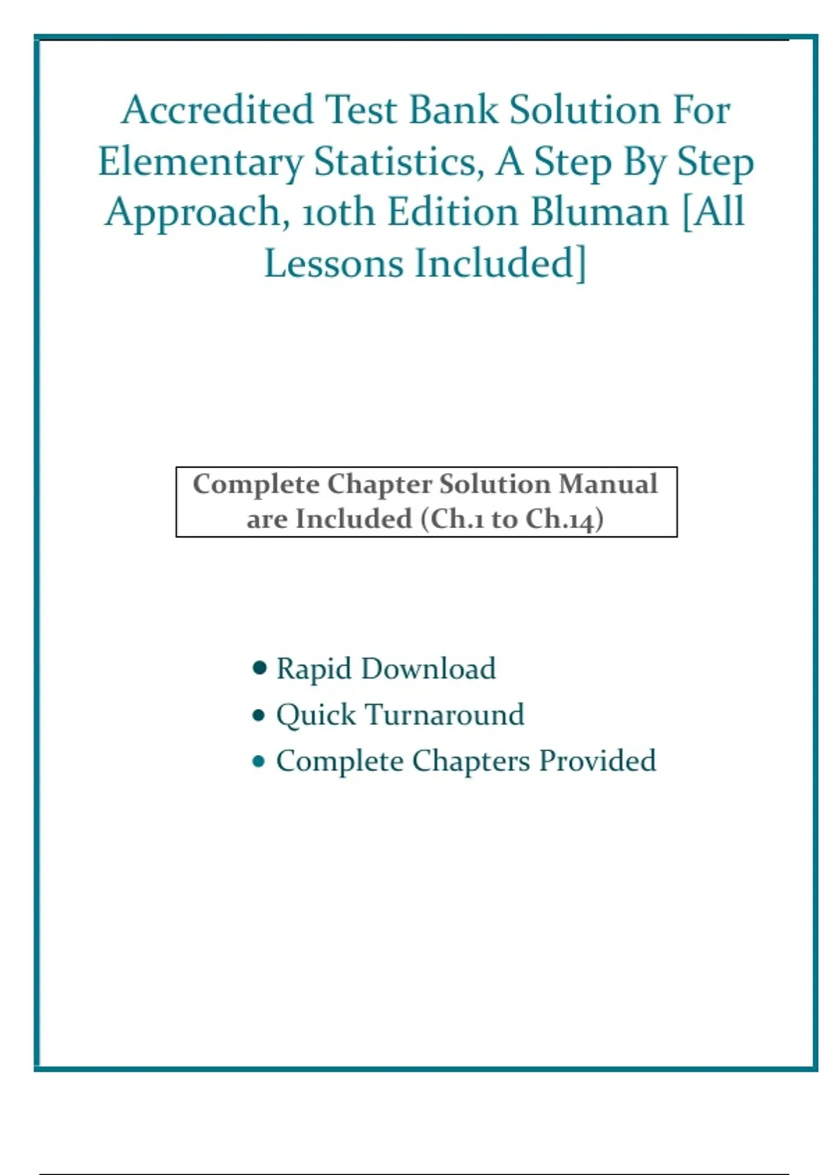 Elementary Statistics: A Step by Step Approach – Bluman (10th Edition, Updated 2025/2026) – Full ...