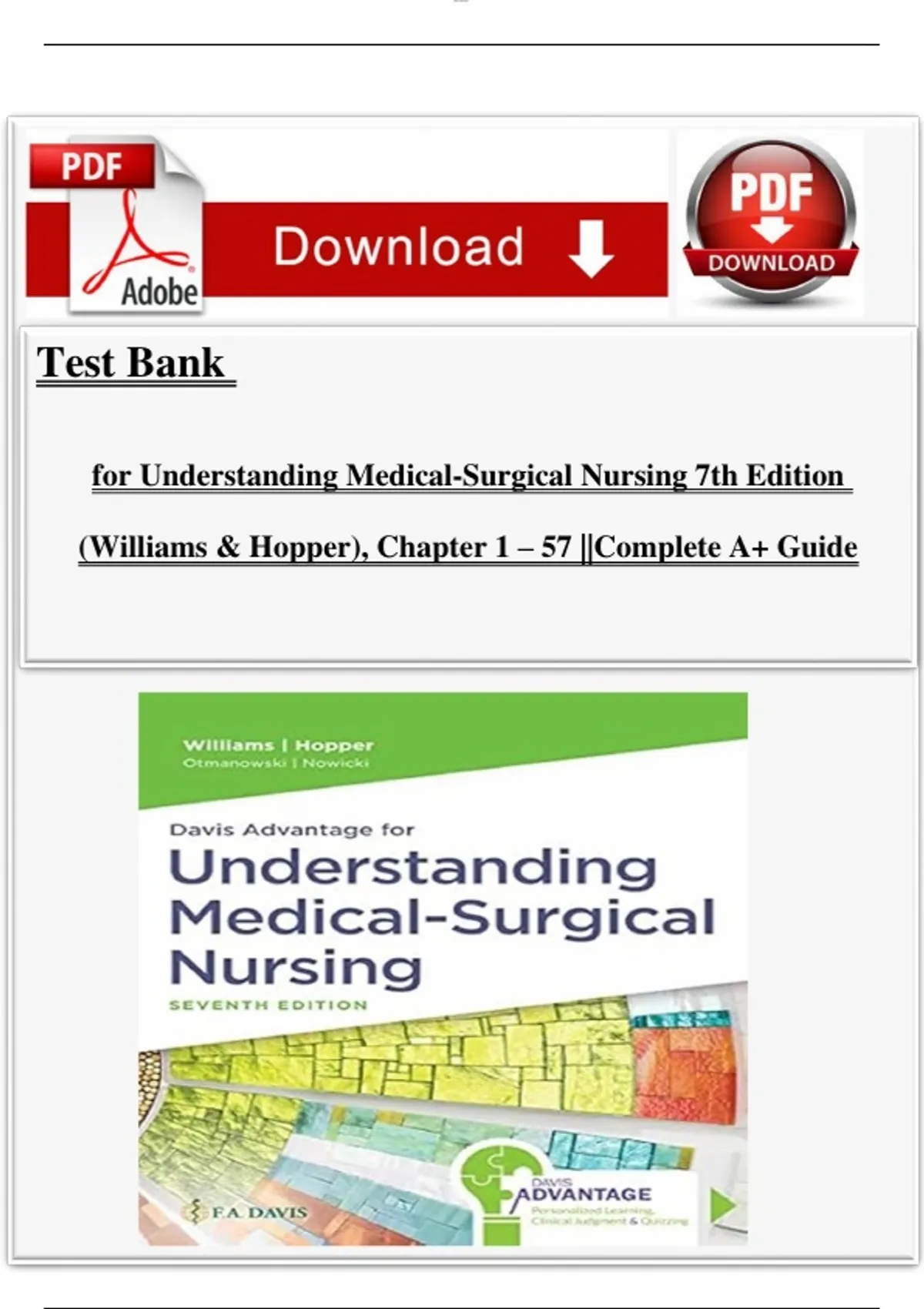 Test Bank for Understanding Medical-Surgical Nursing 7th Edition ...