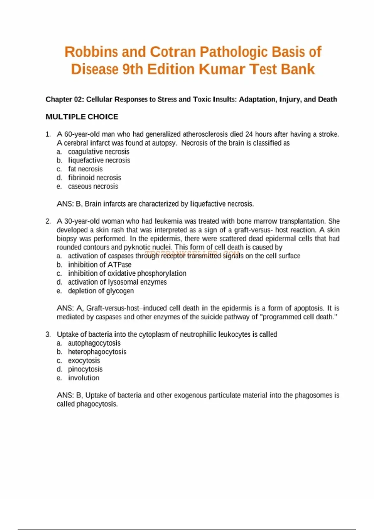 Test Bank For Robbins and Cotran Pathologic Basis of Disease (Robbins ...