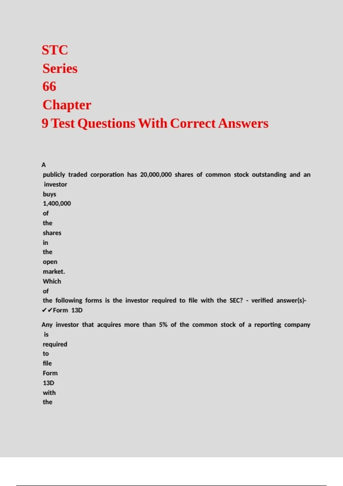 STC Series 66 Chapter 9 Test Questions With Correct Answers. - STC ...