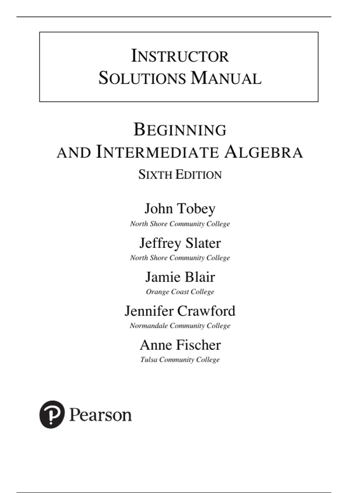 Solution Manual For Beginning & Intermediate Algebra, 6th Edition by ...