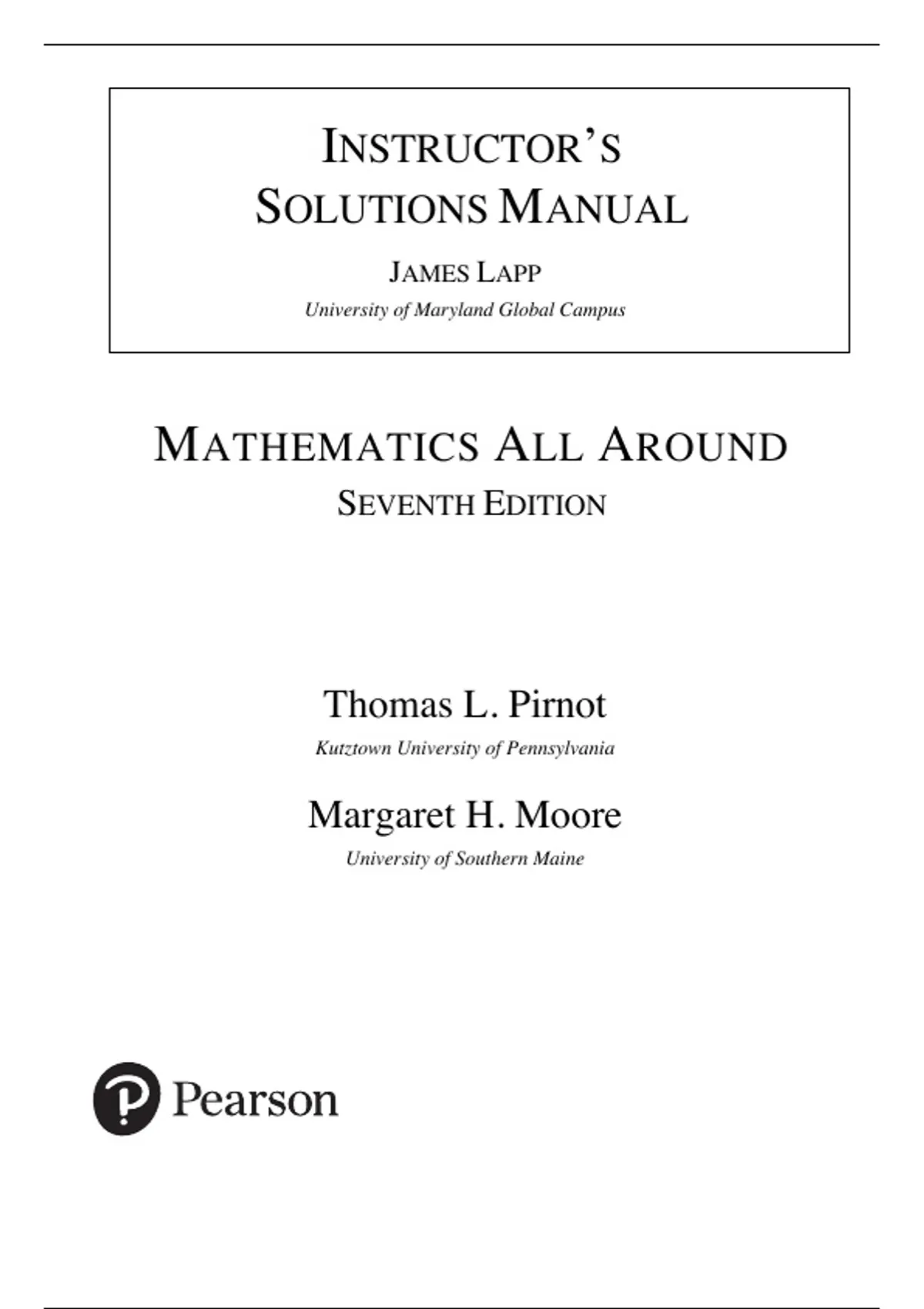 Solution Manual For Mathematics All Around, 7th Edition by Thomas ...
