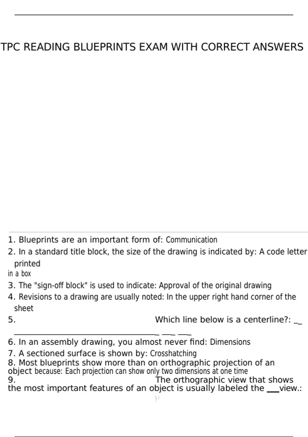 TPC Reading Blueprints exam with correct answers - Reading Blueprints ...