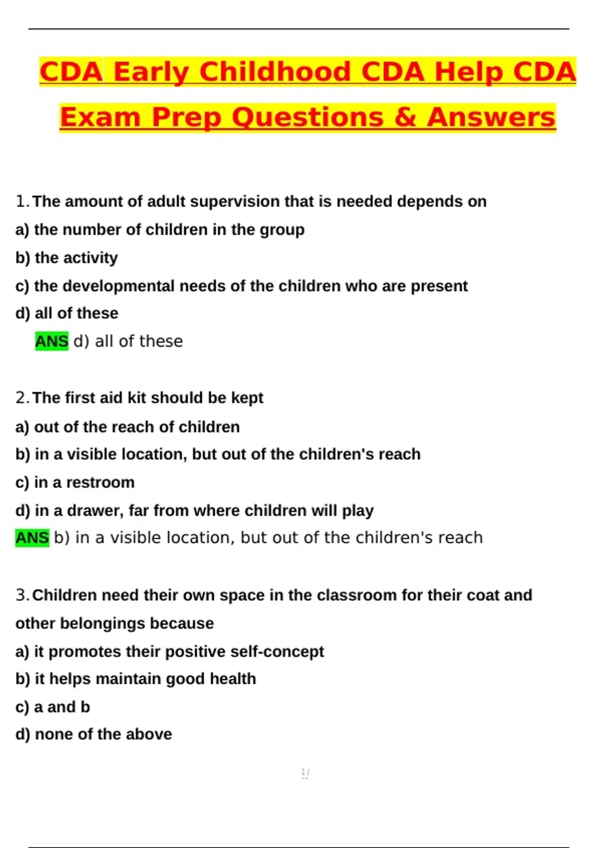 CDA Early Childhood CDA Help CDA Exam Prep (Latest 2025 / 2026 Update ...
