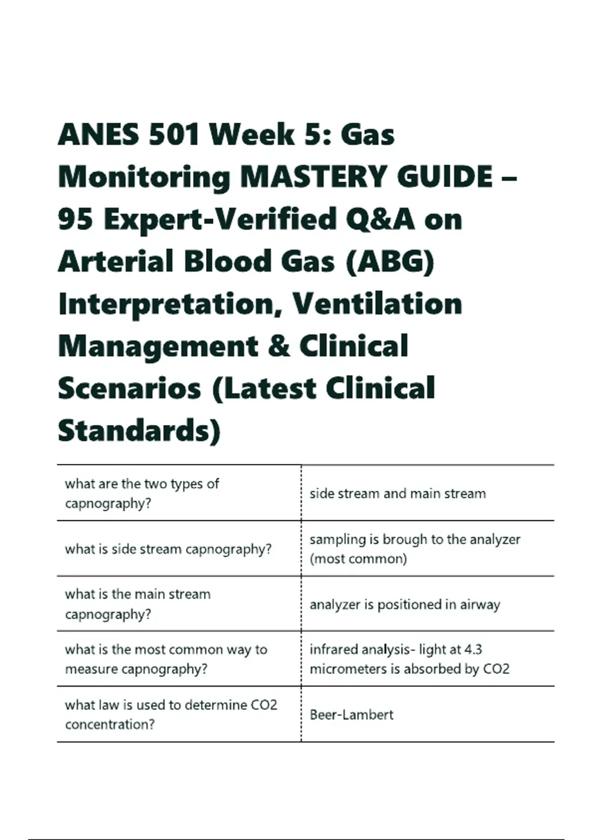 ANES 501 Week 5: Gas Monitoring MASTERY GUIDE – 95 Expert-Verified Q&A ...
