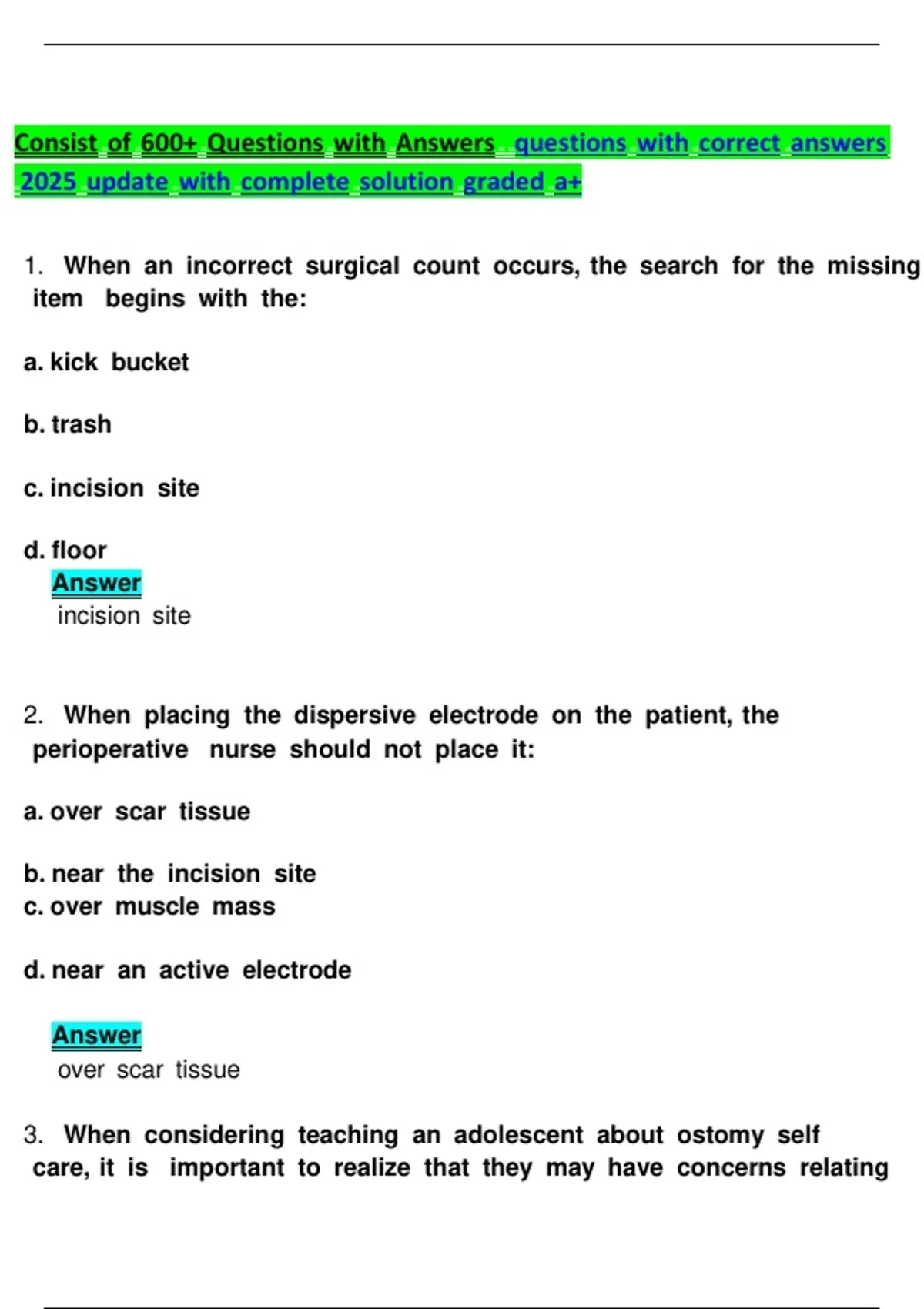 Consist of 600+ Questions with Answers questions with correct answers ...
