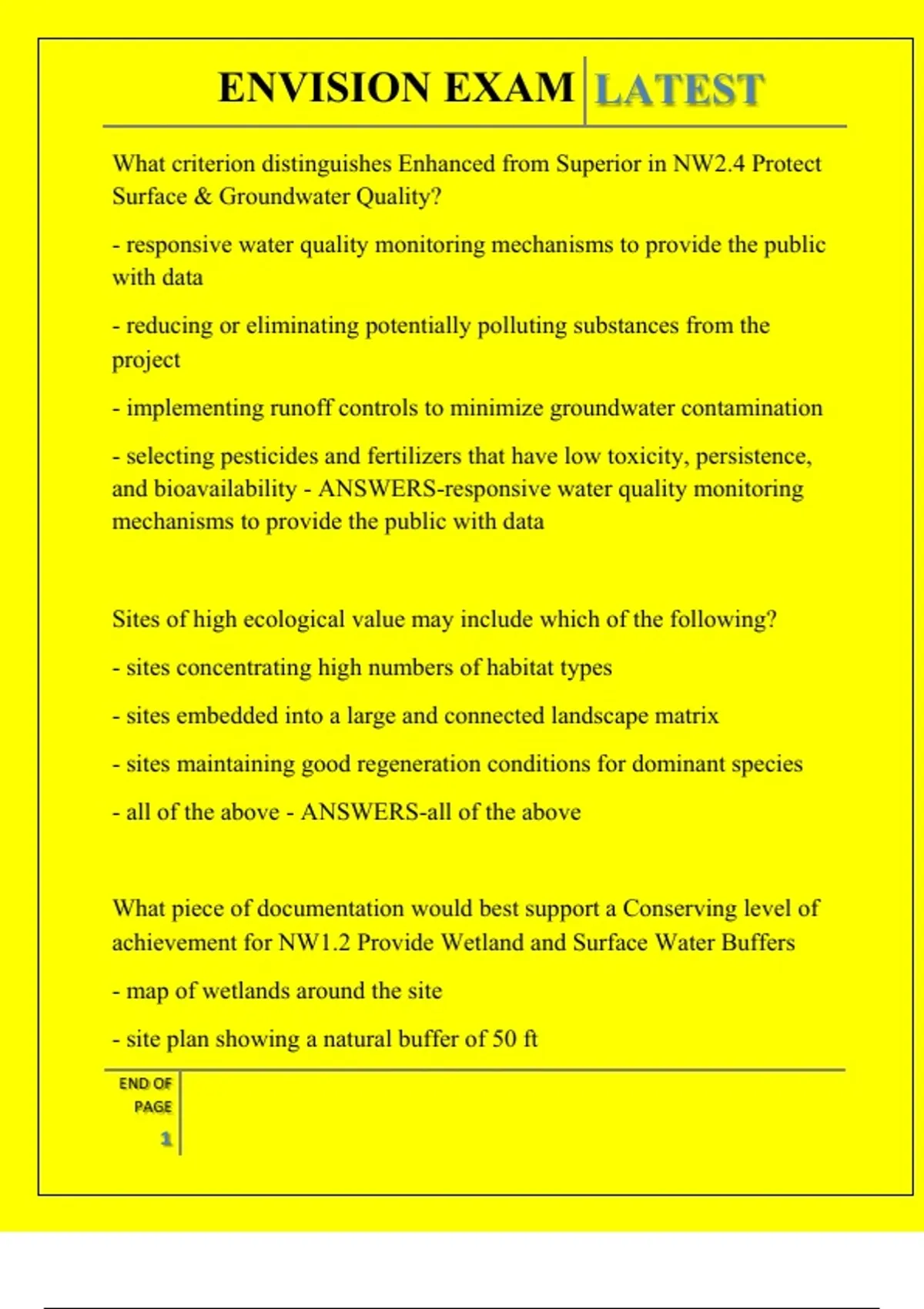 ENVISION EXAM QUESTIONS AND ANSWERS 2025 - ENVISION - Stuvia US