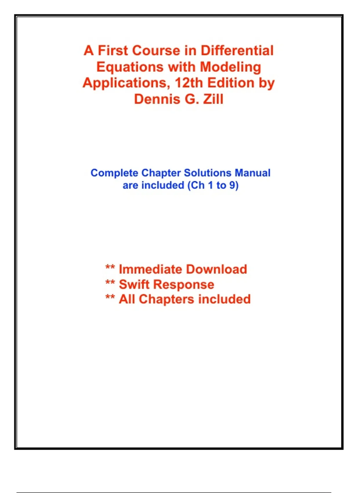 Solutions Manual for A First Course in Differential Equations with Modeling Applications, 12th ...