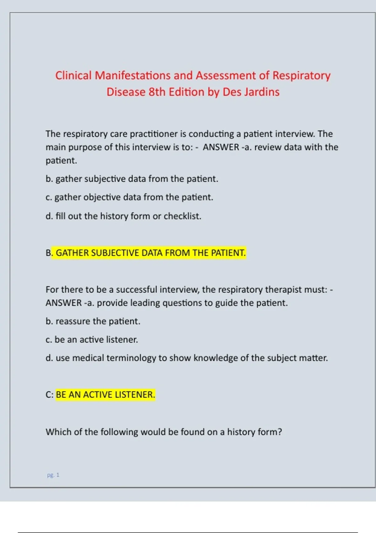 Clinical Manifestations and Assessment of Respiratory Disease 8th ...