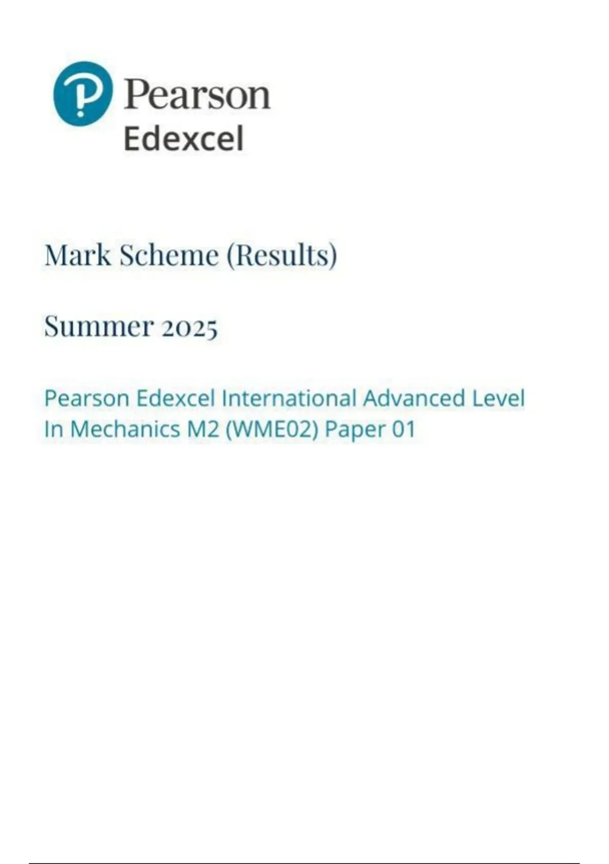Pearson Edexcel IAL June WME02 01 Mathematics M2: Mechanics 2 YEAR 2025 ...