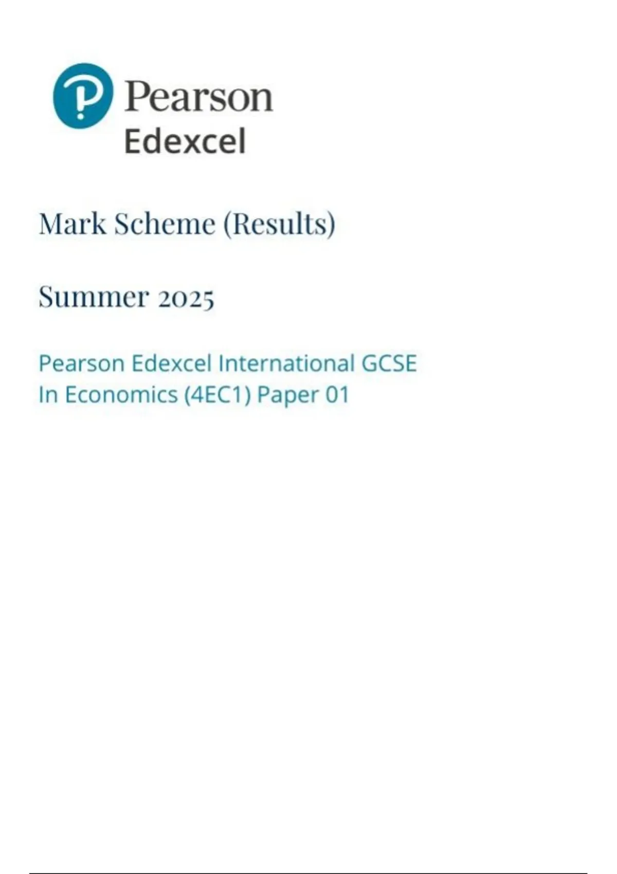 Pearson Edexcel IGCSE Economics (Linear) 4EC1 Paper 1, 1R, 2& 2R Final ...