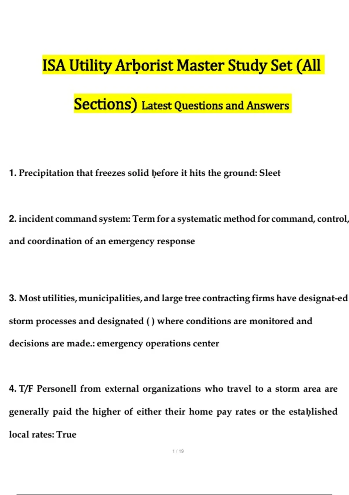 ISA Utility Arborist Master Study Set – Latest Questions and Answers ...
