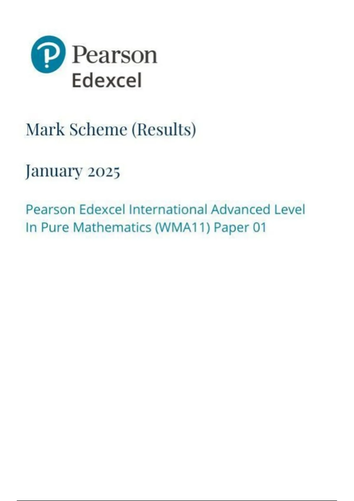 Pearson Edexcel IAL May WMA11 01 Mathematics P1: Pure Mathematics 1 ...