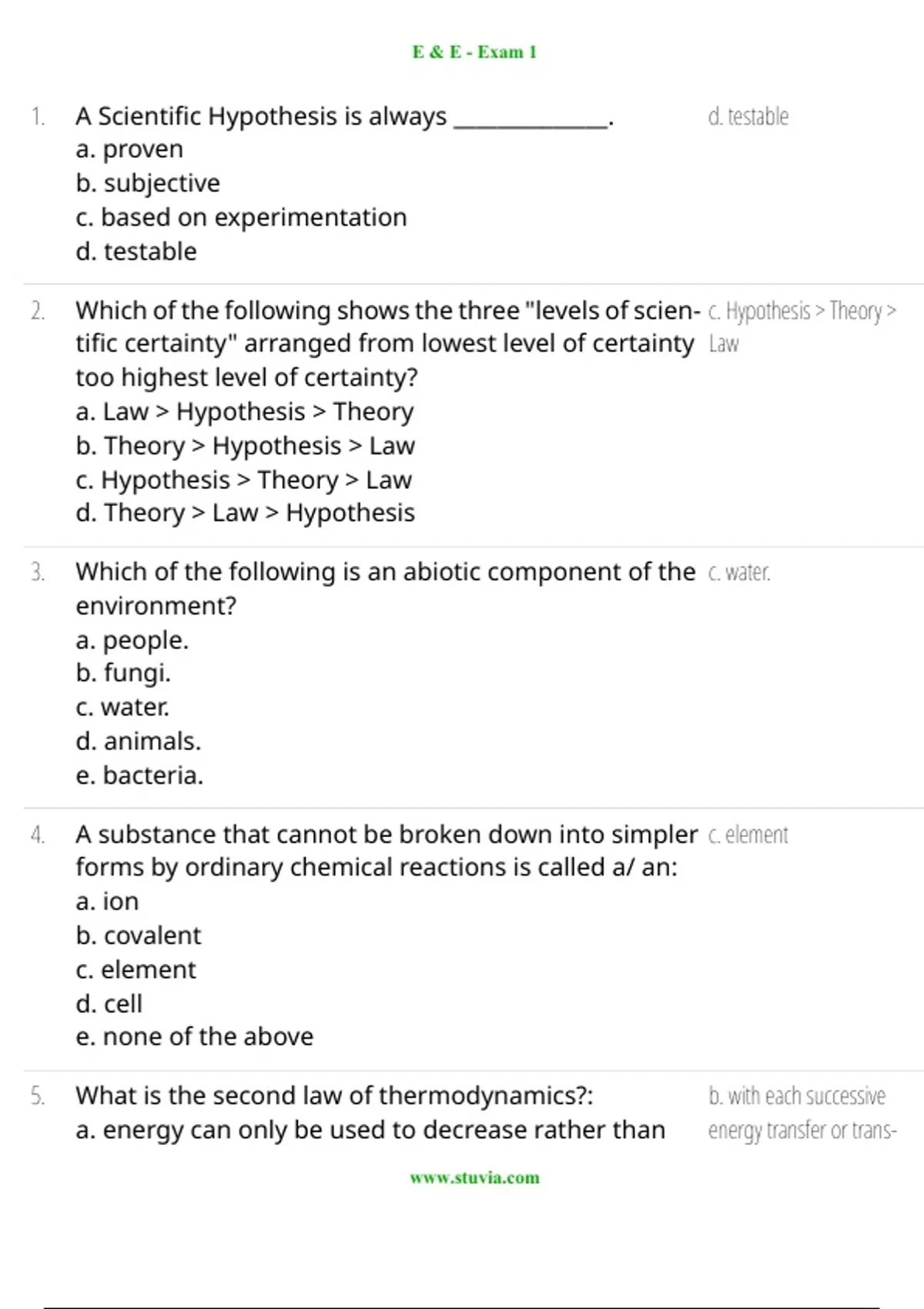 Ecology & Environment Exam 1 Guide 2025 | Verified Questions, Answers ...