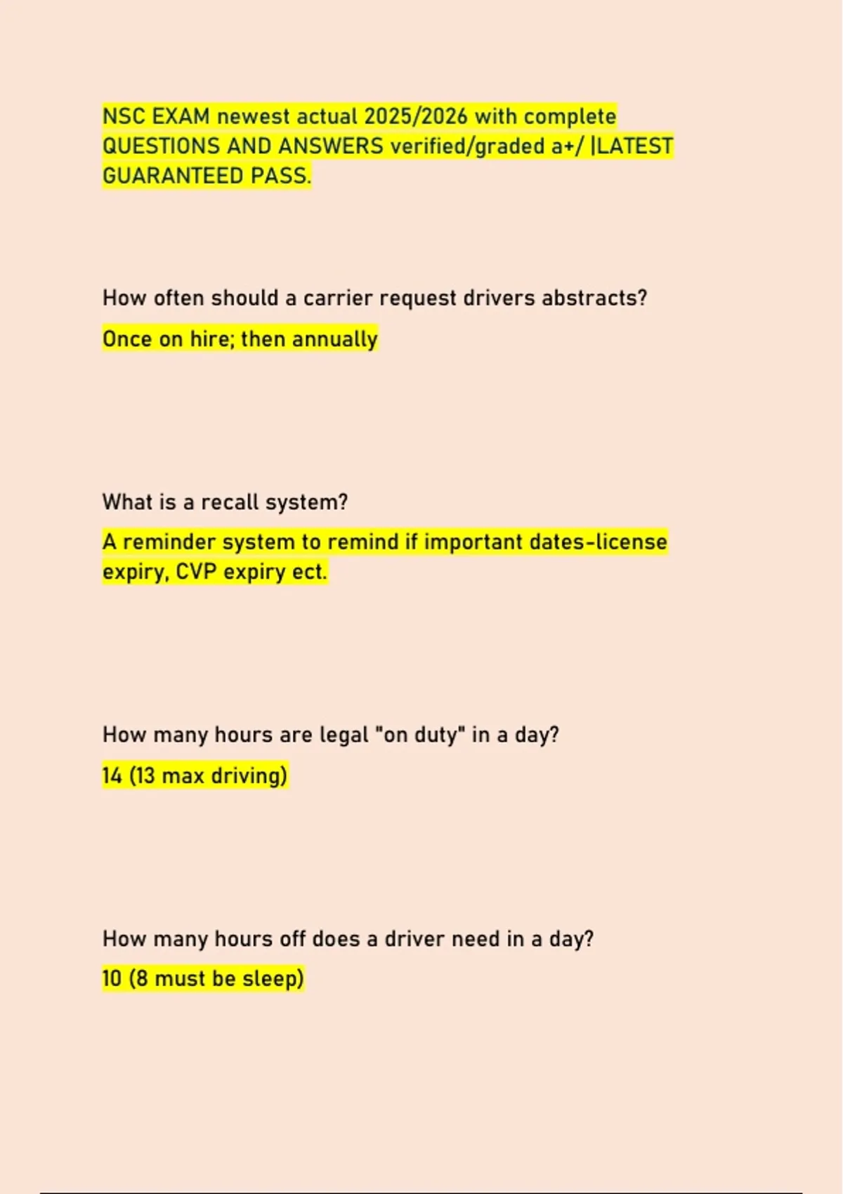 NSC EXAM newest actual 2025/2026 with complete QUESTIONS AND ANSWERS ...