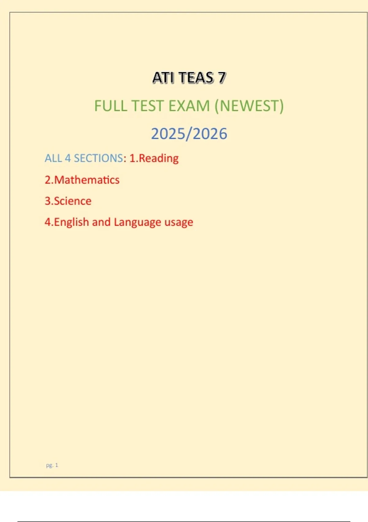 ATI TEAS 7 Test Bank: Complete 2025/2026 Exam Test Practice Questions ...