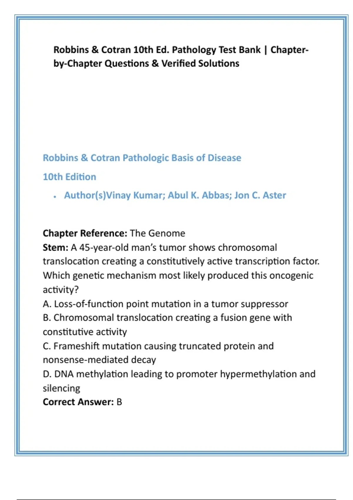 Mastering Robbins 10e: Chapterwise Question Bank with Verified Answers ...