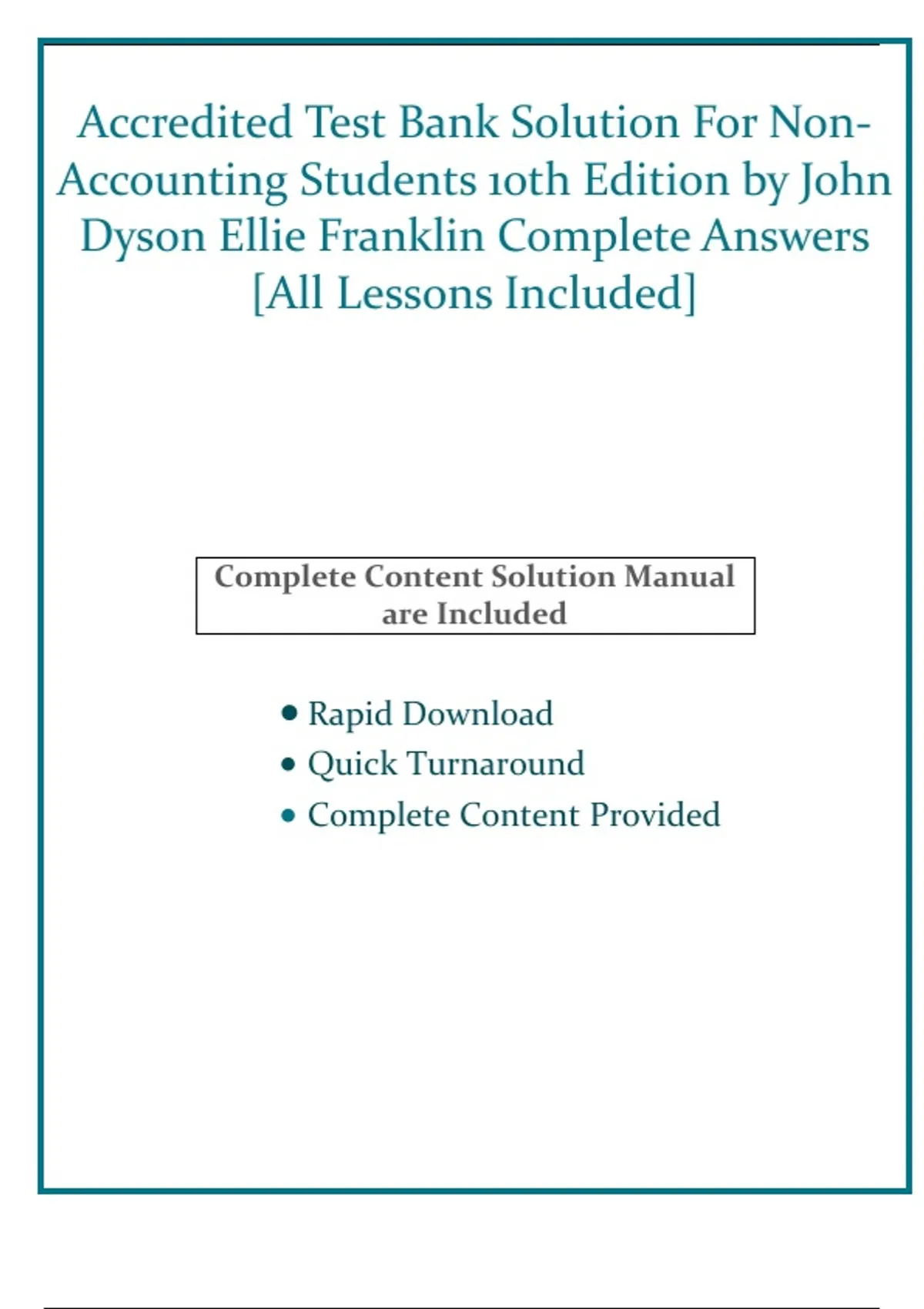 Accredited Test Bank Solution For Non-Accounting Students 10th Edition ...