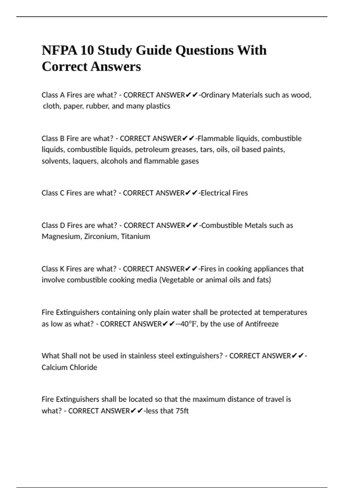 NFPA 10 BUNDLED EXAMS WITH COMPLETE SOLUTIONS - Stuvia US