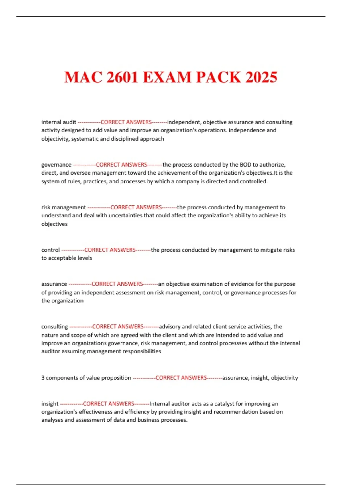 MAC 2601 EXAM PACK 2025 - MAC 2601 PACK - Stuvia US