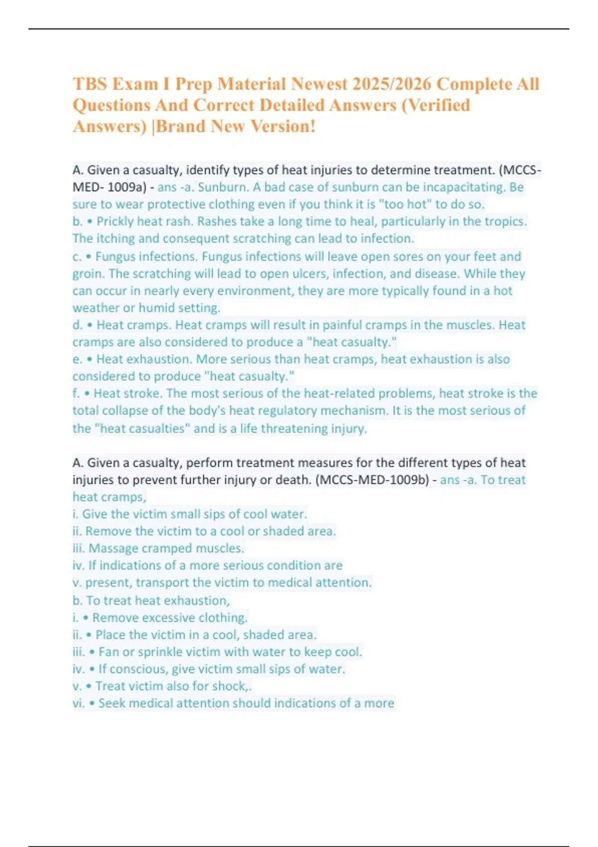 TBS Exam I Prep Material Newest 2025/2026 Complete All Questions And ...