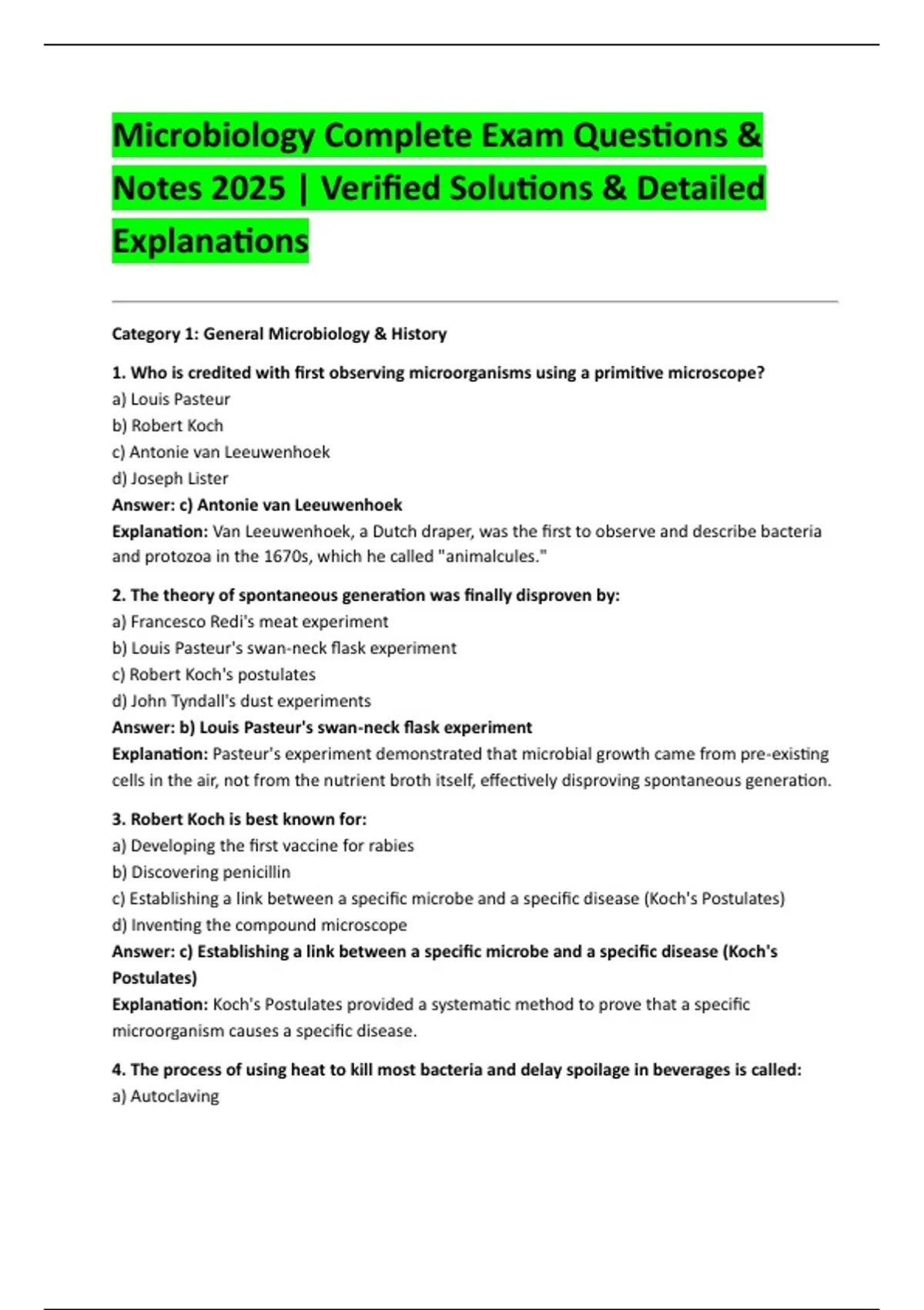 Microbiology Complete Exam Questions & Notes 2025 | Verified Solutions ...
