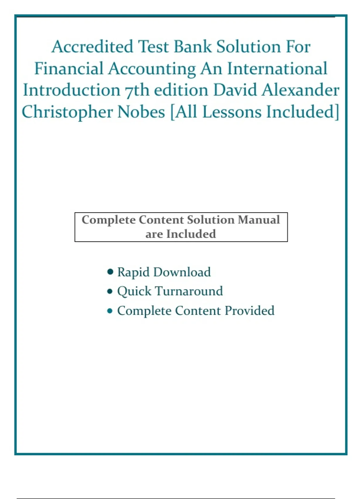 Accredited Test Bank Solution For Financial Accounting An International ...