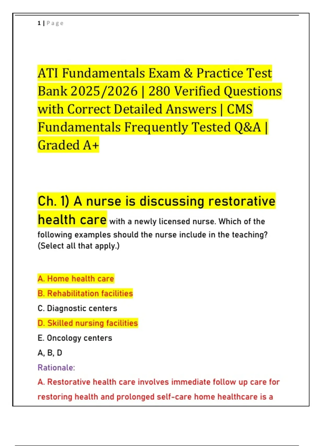 ATI Fundamentals Exam & Practice Test Bank 2025/2026 | 280 Verified ...