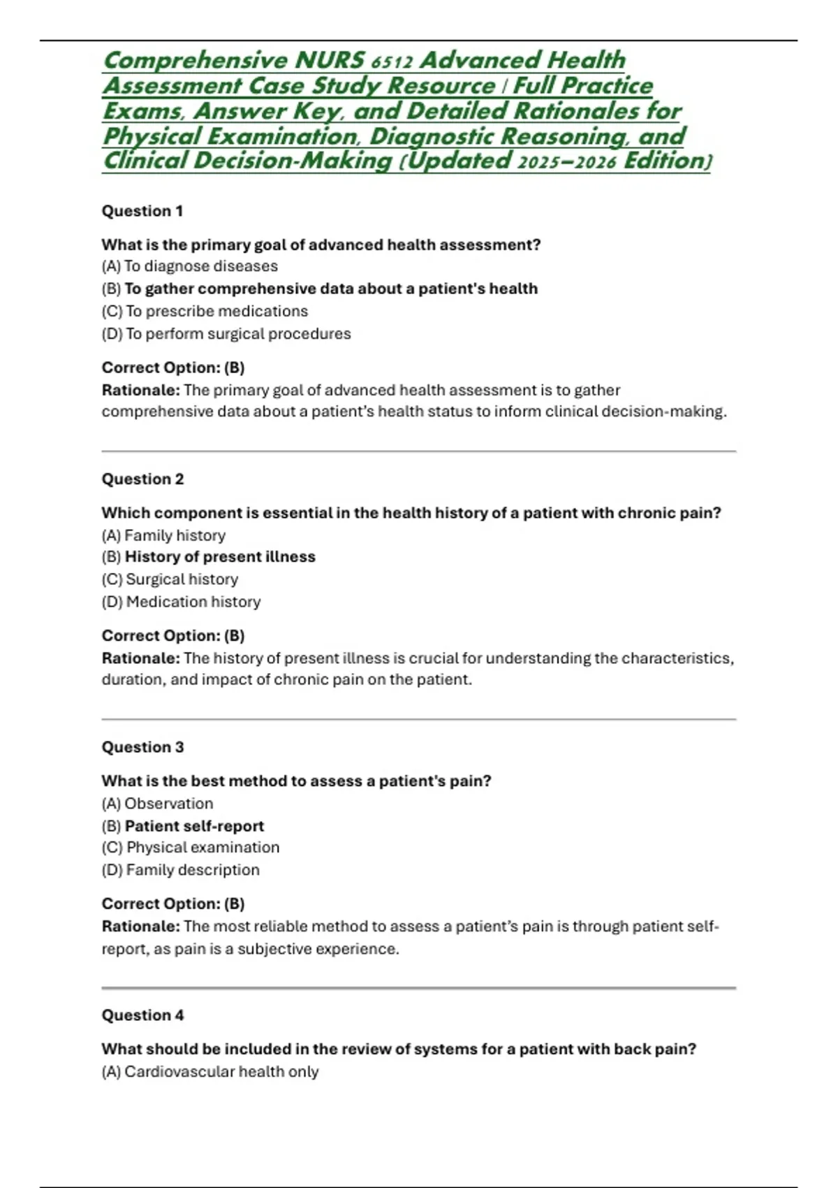 Comprehensive NURS 6512 Advanced Health Assessment Case Study Resource ...