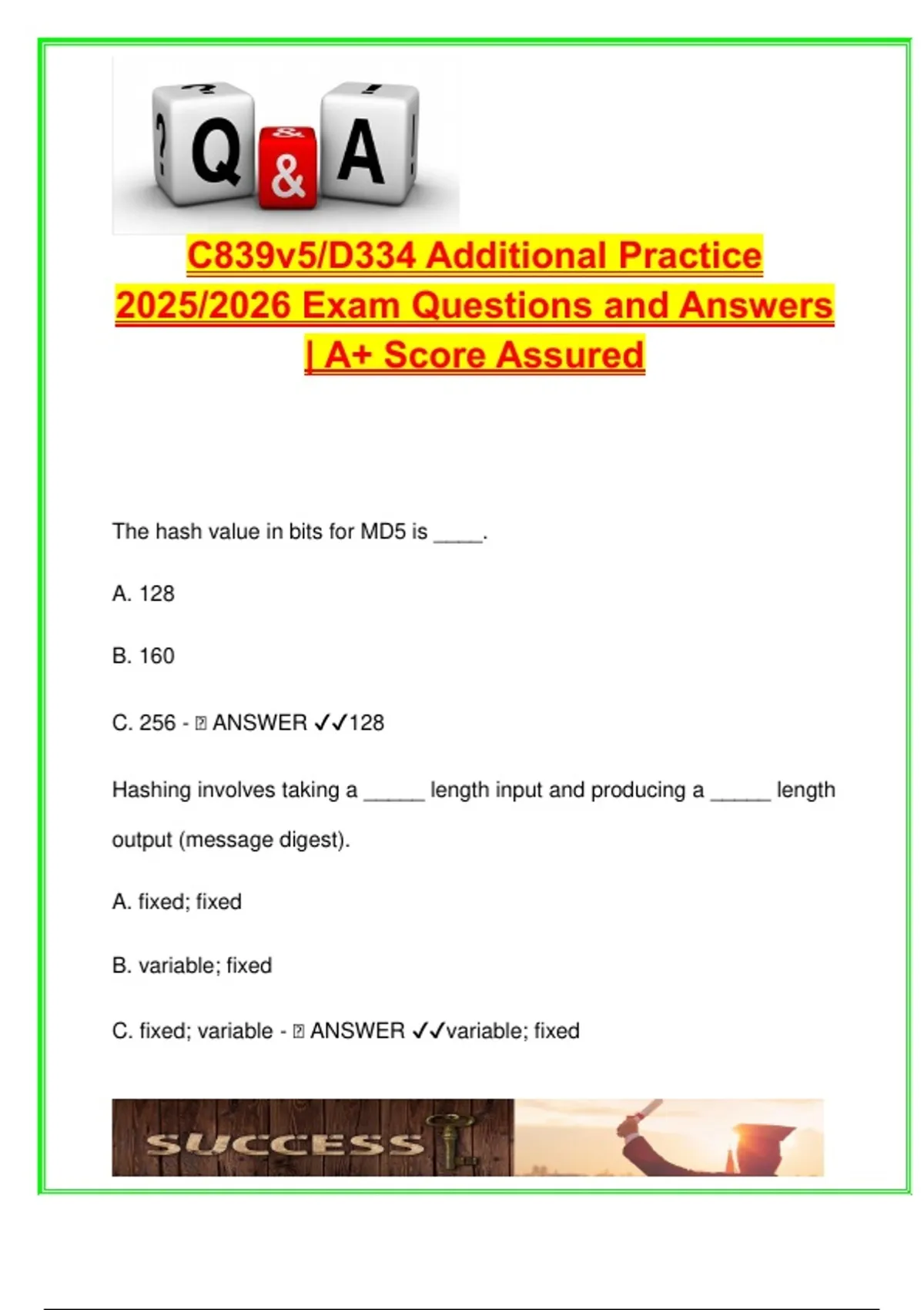 C839v5/D334 Cybersecurity Practice Exam – 2025/2026 | 150+ Verified Questions with Answers ...