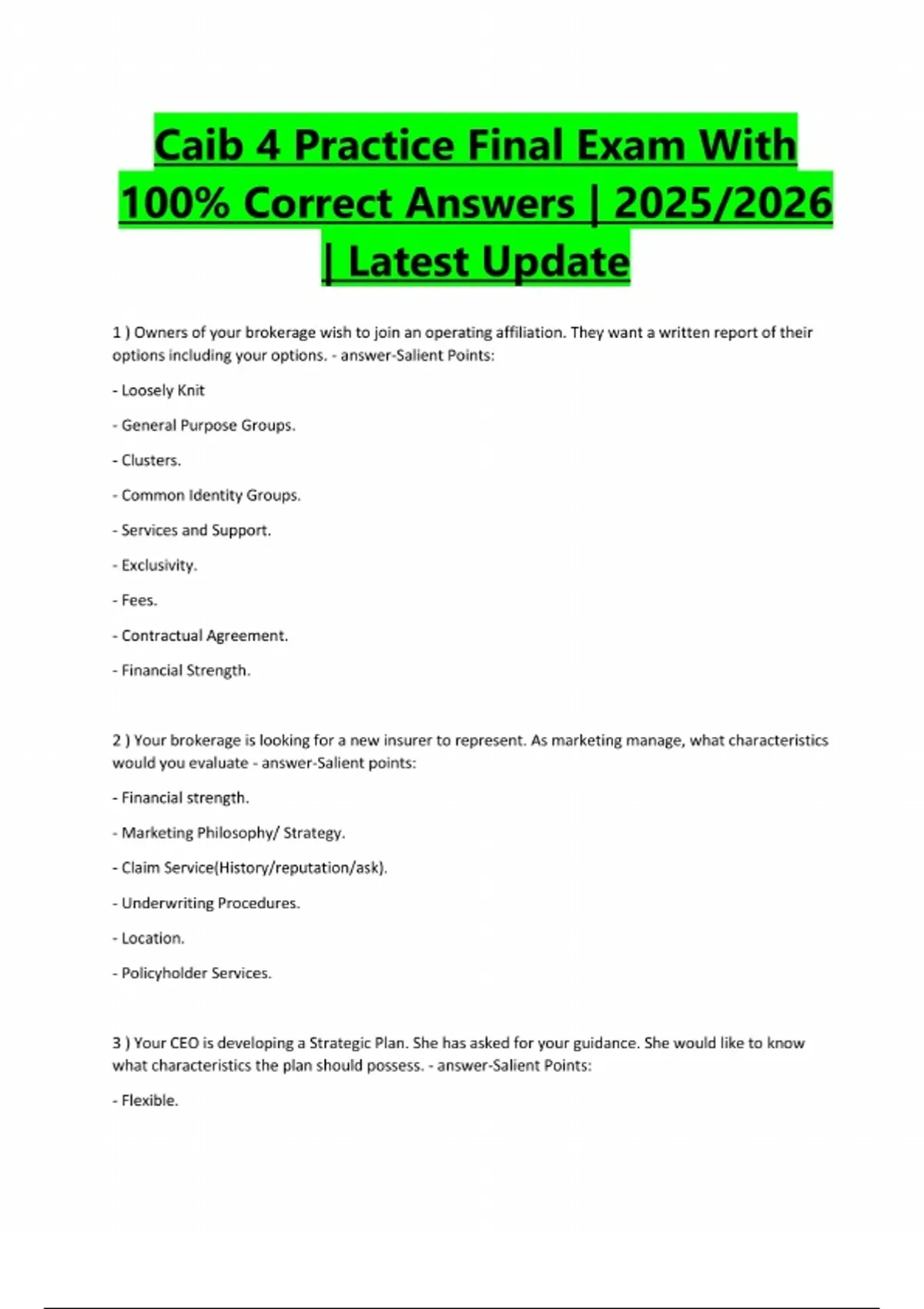Caib 4 Practice Final Exam With 100% Correct Answers | 2025/2026 ...